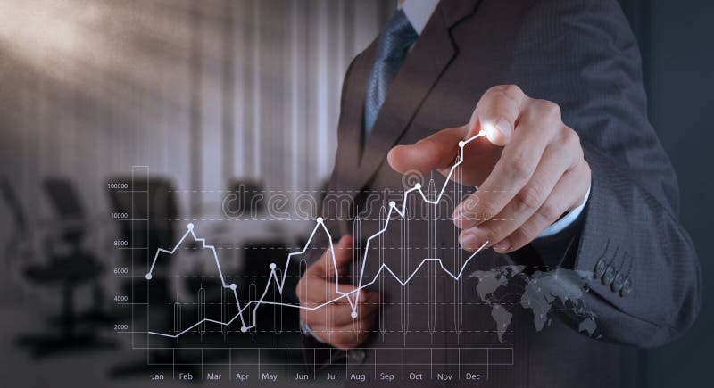 Businessman Hand Working with New Modern Computer and Business S Stock ...