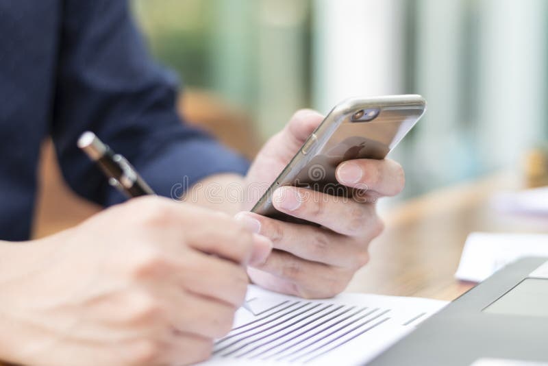 Businessman Hand Working with New Modern Computer and Business S Stock ...