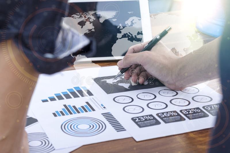 Businessman Hand Working with New Modern Computer and Business S Stock ...