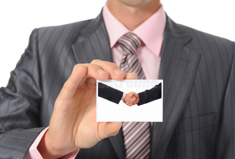 Businessman handing a card stock photo. Image of closeup - 33209728