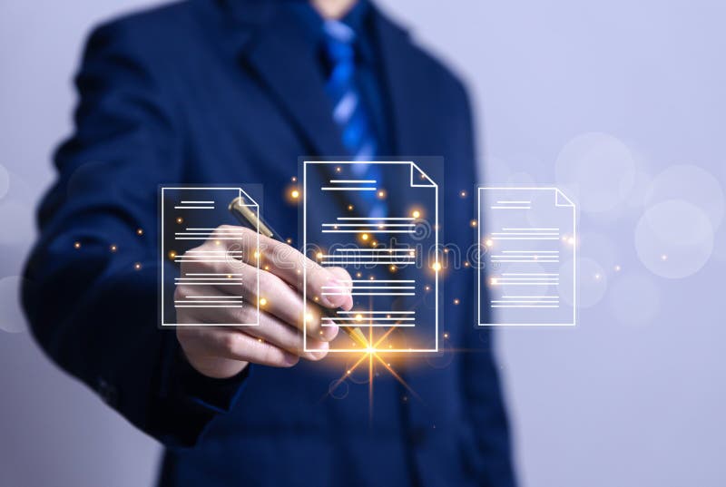 Businessman Handling Electronic Documents the Concept of Efficient ...