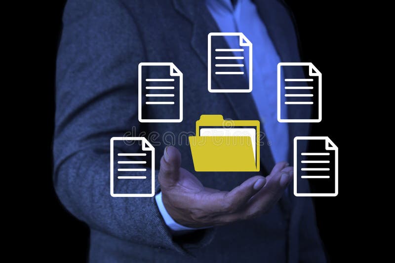 Businessman Handling Electronic Documents. Online Document Database, Concept of Document ...