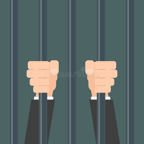 Businessman Hands Behind Bars Stock Vector - Illustration of hold, dark ...