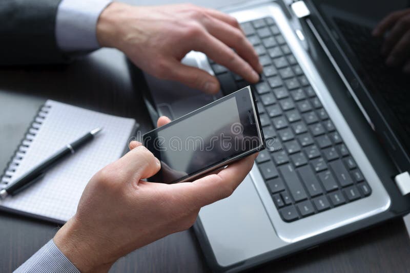 Businessman Hands Doing Some Computer Work Stock Image - Image of ...