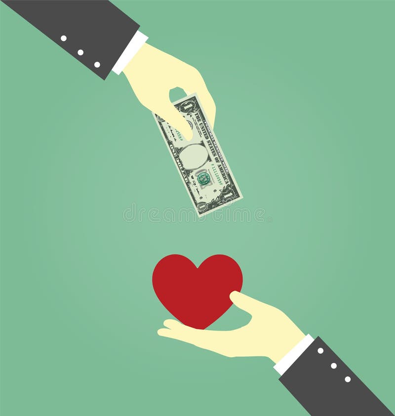 Businessman Hands Exchanging between Money and Heart Stock Vector ...