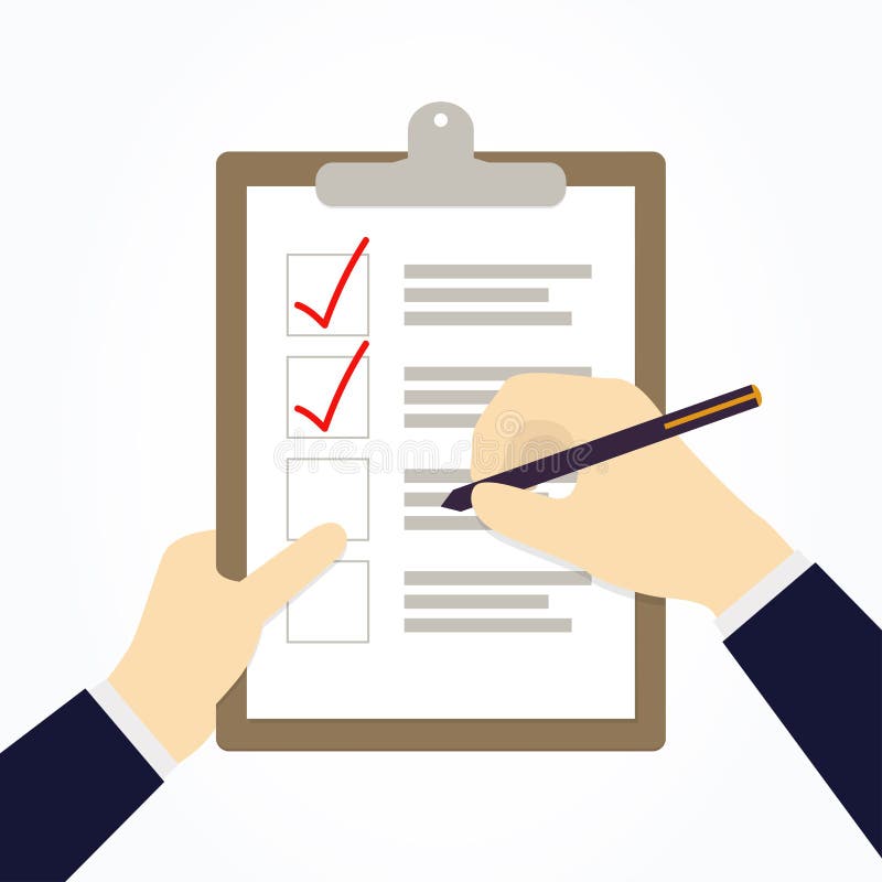 Businessman Hands Holding Checklist and Marker. Stock Vector ...