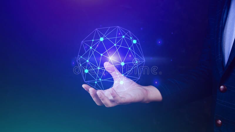 Businessman Hands Holding with Virtual Global Connection Concept, Grow ...