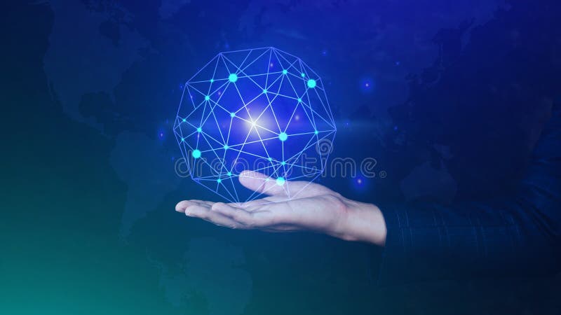 Businessman Hands Holding with Virtual Global Connection Concept, Grow ...