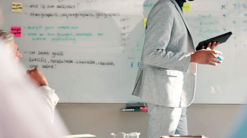 Businessman, Hands and Tablet for Workshop, Training and Strategy with ...