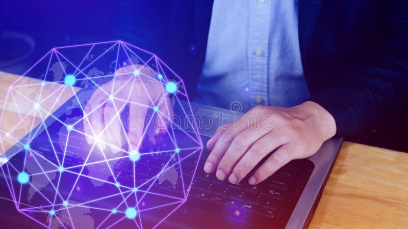 Businessman Hands Touching with Virtual Global Connection Concept, Grow ...