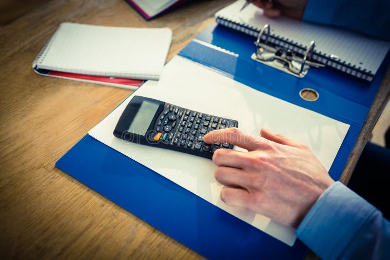 Businessman Hands Typing on Calculator Stock Image - Image of classy ...