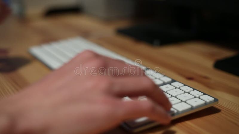 Young Boy Close Up Typing on Keyboard, Computer Spanish Keyboard Stock ...