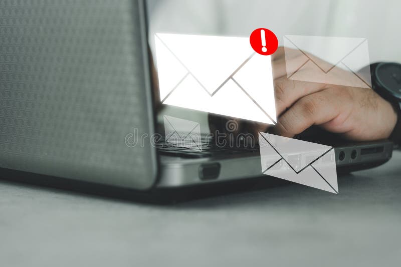 Businessman Hands Using Laptop Typing on Keyboard and Check Mail the ...