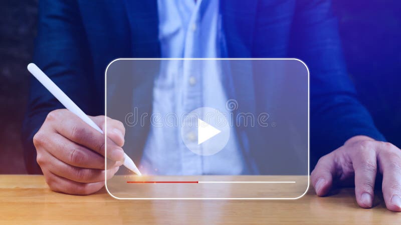 Businessman Hands Using for Streaming Online, Watching Video on ...