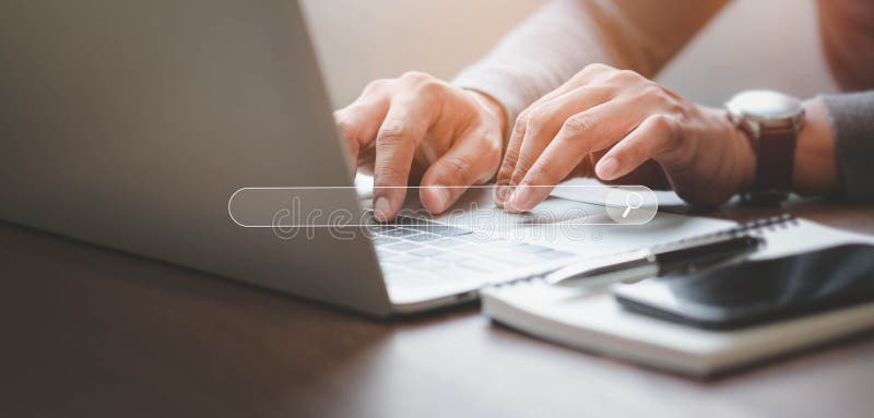 Businessman Hands Working with Laptop Computer Device on Office Desk ...