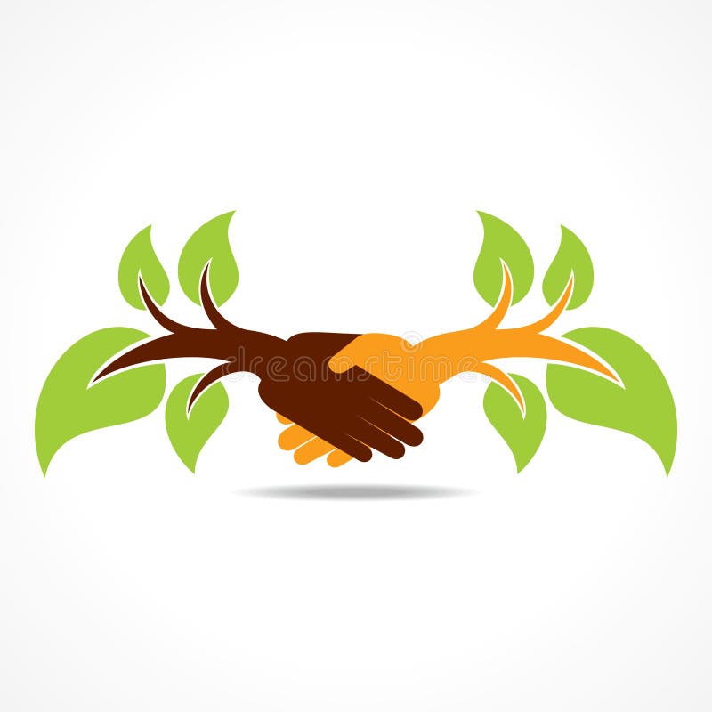 Handshake and Leaf Logo - Ecology and Nature Symbol Stock Vector ...