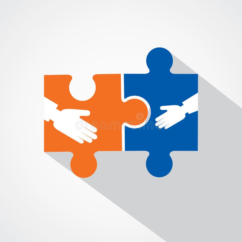Handshake on Puzzle Pieces stock illustration. Illustration of isolated ...