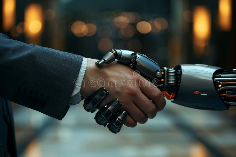 Businessman Handshake with Robot Robot Shaking Hands with Human ... Businessman Handshake with Robot Robot Shaking Hands with Human ...