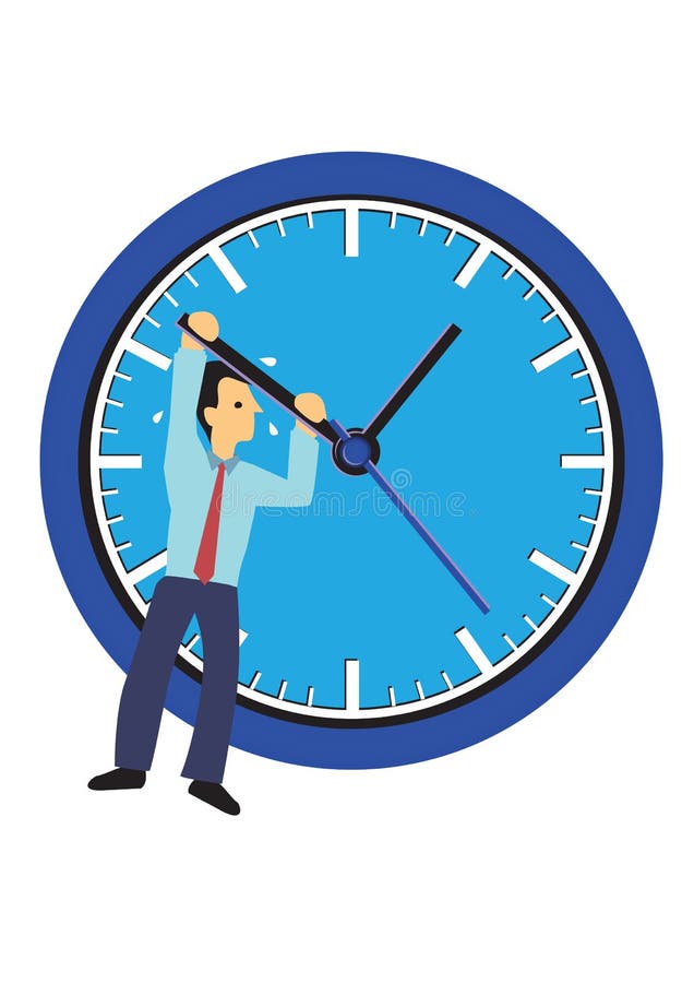 Businessman Hanging on a Clock. Concept of Time Management or Urgency ...