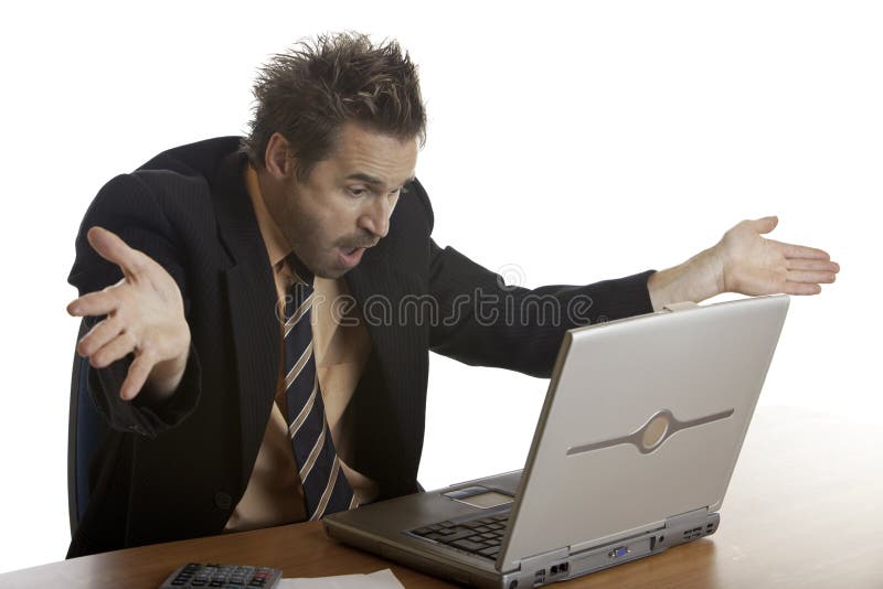 Businessman Has Computer Problem Stock Image - Image of anger, problem ...
