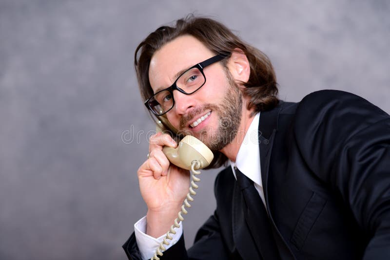 Man has a good, phone call stock image. Image of career - 91044263