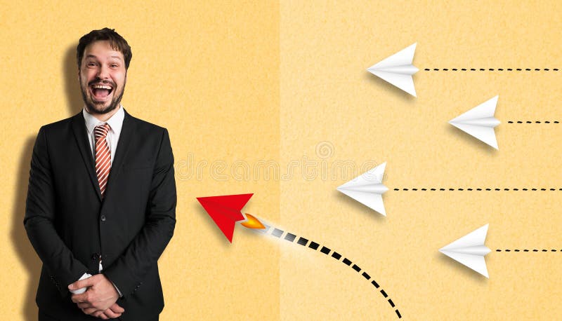 Businessman Has an Idea Symbolized by Illustrated Airplane with a ...