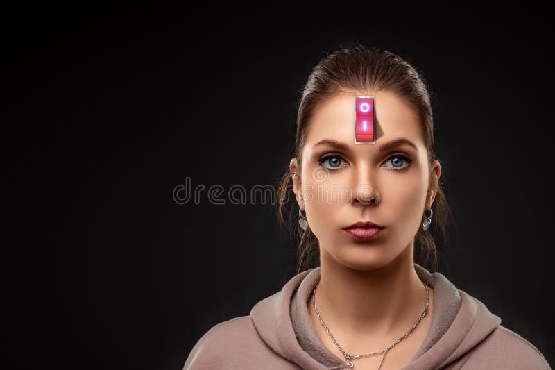 A Businessman Has a Red Switch in His Head. the Concept of Turning on ...