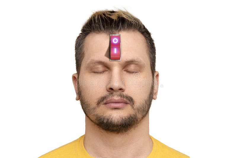 A Businessman Has a Red Switch in His Head. the Concept of Turning on ...