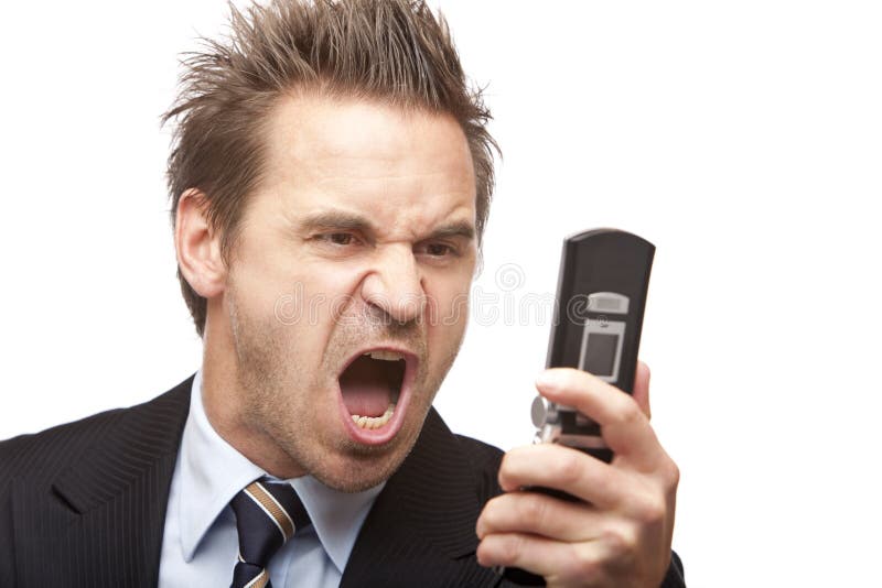 Angry Man Speaks on the Phone Stock Image - Image of indoor, expression ...