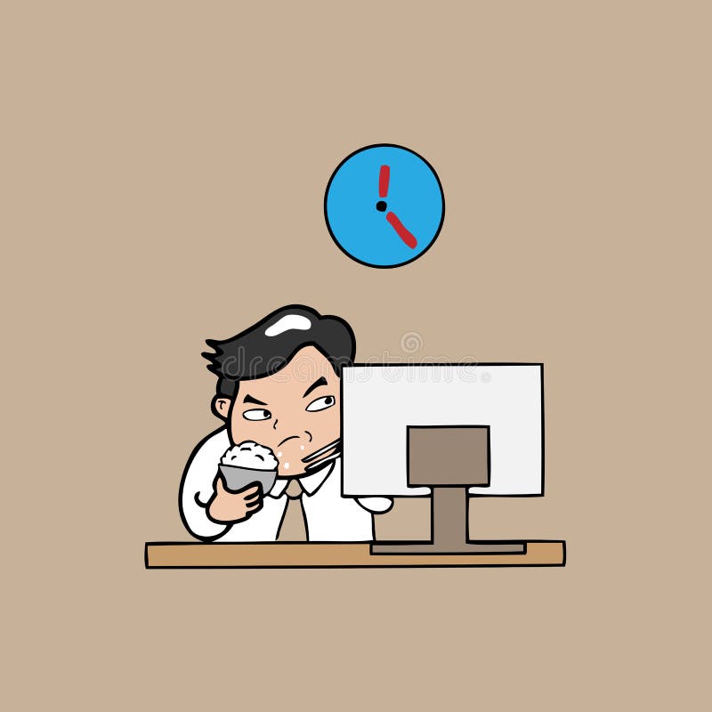 Businessman Have Lunch at Work Stock Vector - Illustration of ...