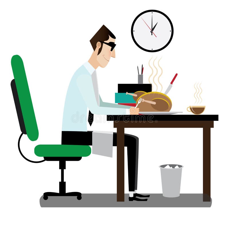 Businessman Having Dinner on Workplace Stock Illustration ...