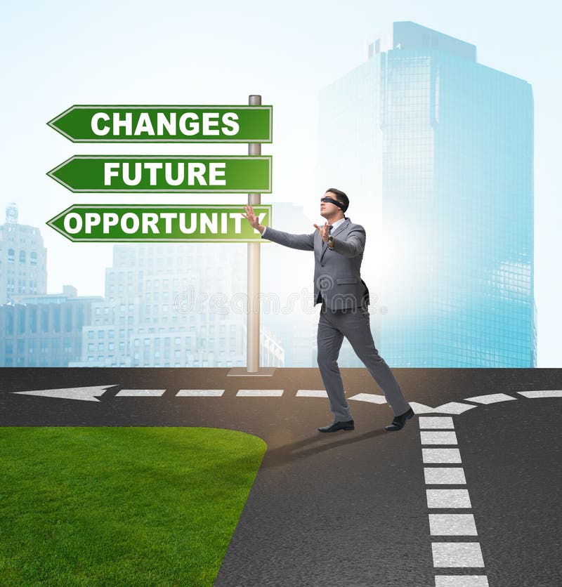 Businessman Having Hard Choice Standing at Crossroads Stock Image ...