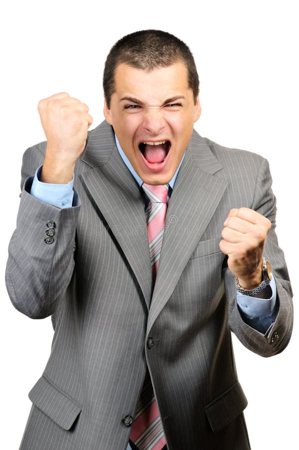 Businessman Having Hard Time on White Stock Image - Image of insane ...