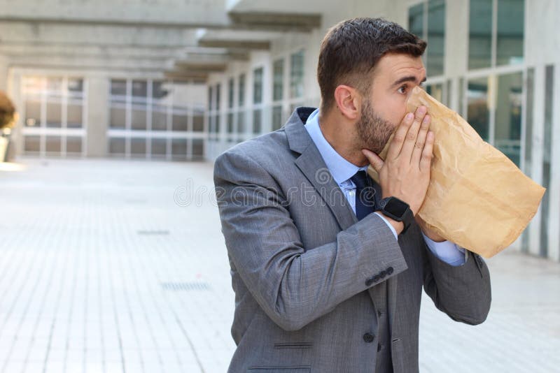 Businessman Having a Panic Attack Stock Photo - Image of male, attack ...