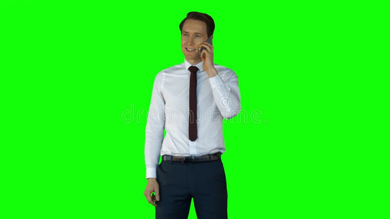 Businessman Having Phone Call on Green Screen Stock Video - Video of ...