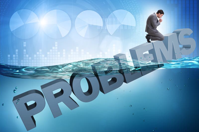 The Businessman Having Problems in Business Concept Stock Photo - Image ...