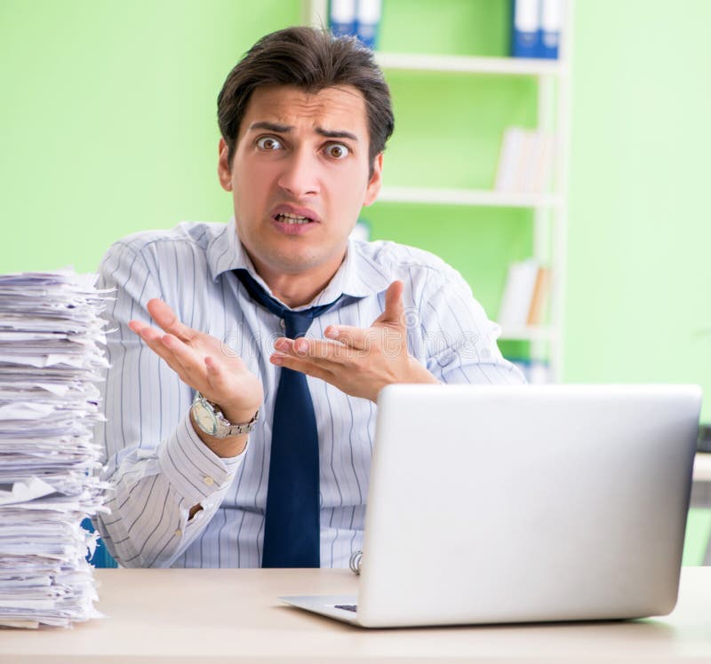 Businessman Having Problems with Paperwork and Workload Stock Photo ...