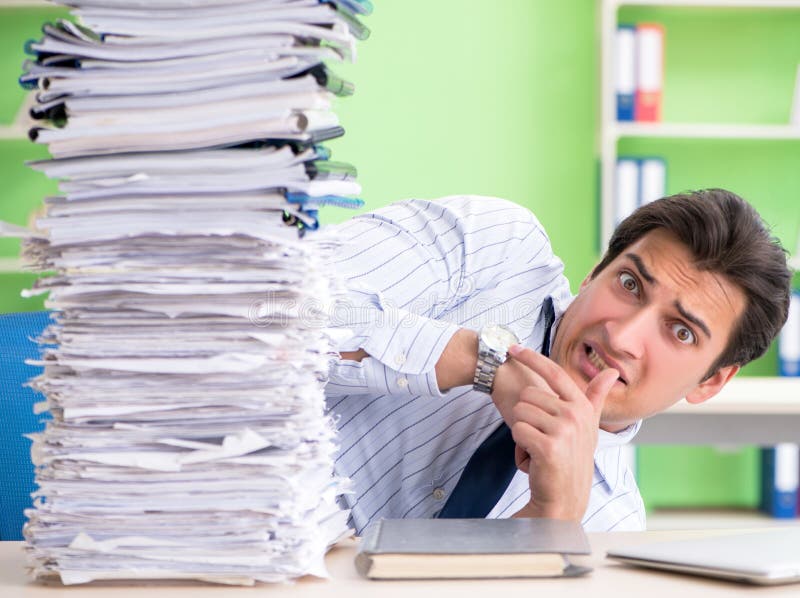 Businessman Having Problems with Paperwork and Workload Stock Photo ...