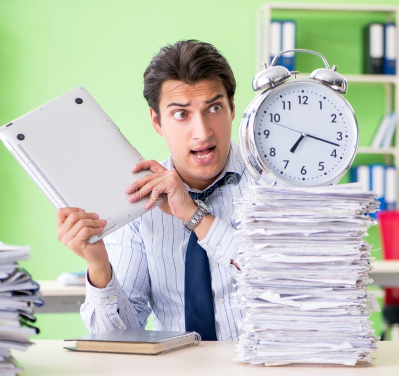 Businessman Having Problems with Paperwork and Workload Stock Photo ...