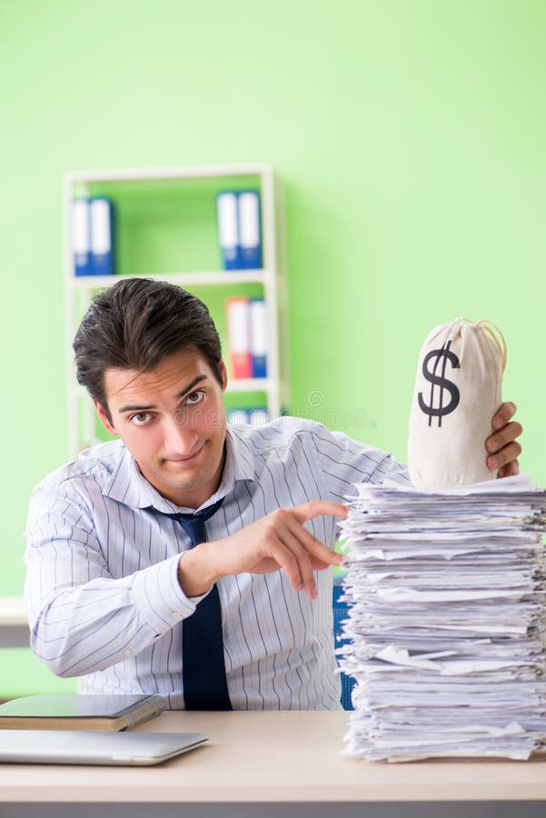 The Businessman Having Problems with Paperwork and Workload Stock Photo ...