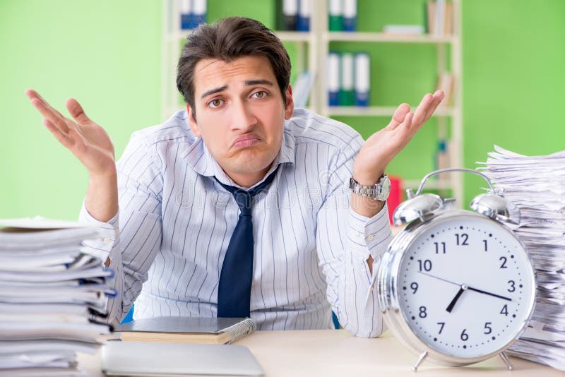 The Businessman Having Problems with Paperwork and Workload Stock Image ...