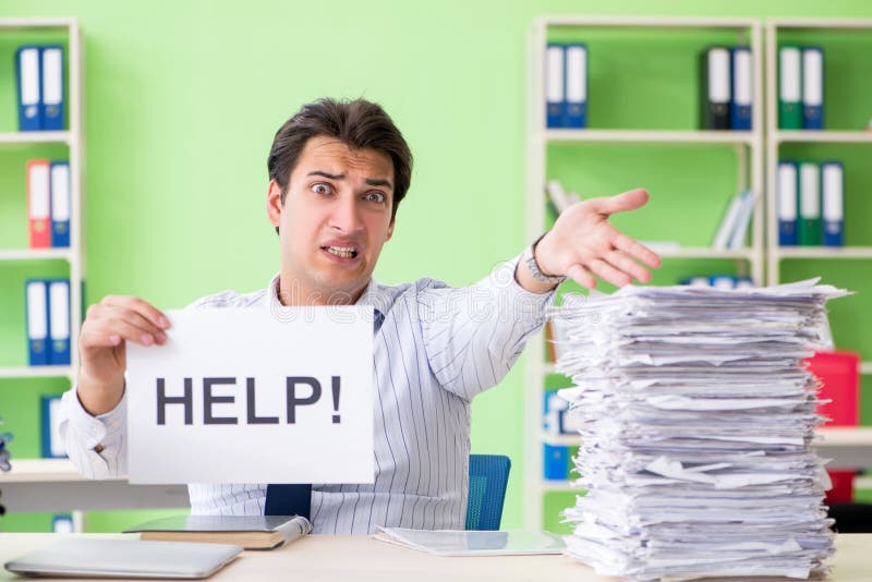 The Businessman Having Problems with Paperwork and Workload Stock Image ...