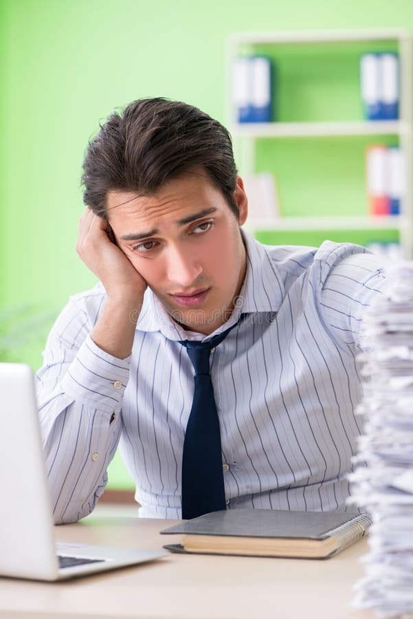 The Businessman Having Problems with Paperwork and Workload Stock Image ...