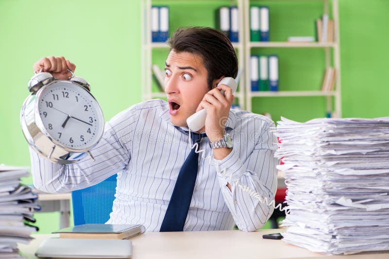 The Businessman Having Problems with Paperwork and Workload Stock Image ...