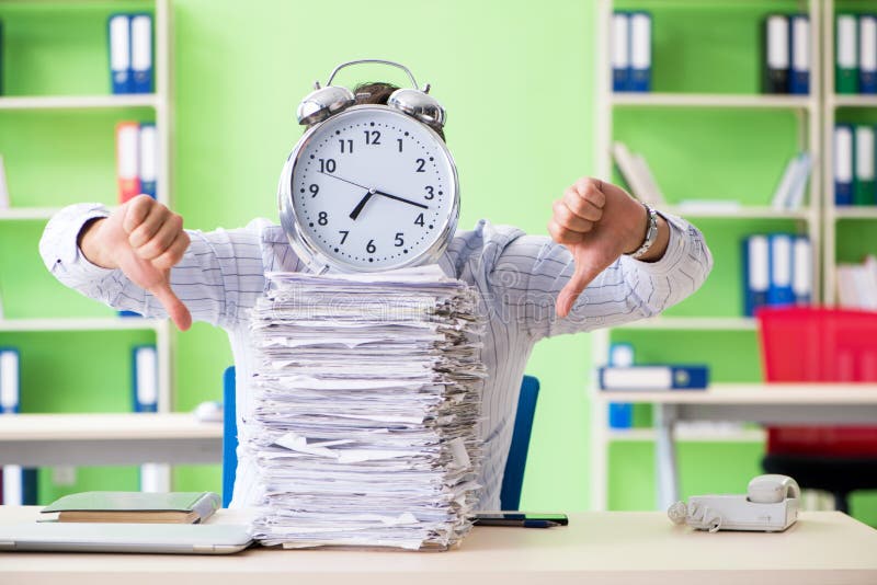 The Businessman Having Problems with Paperwork and Workload Stock Image ...