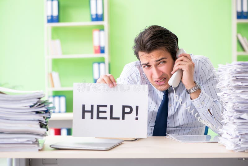The Businessman Having Problems with Paperwork and Workload Stock Image ...