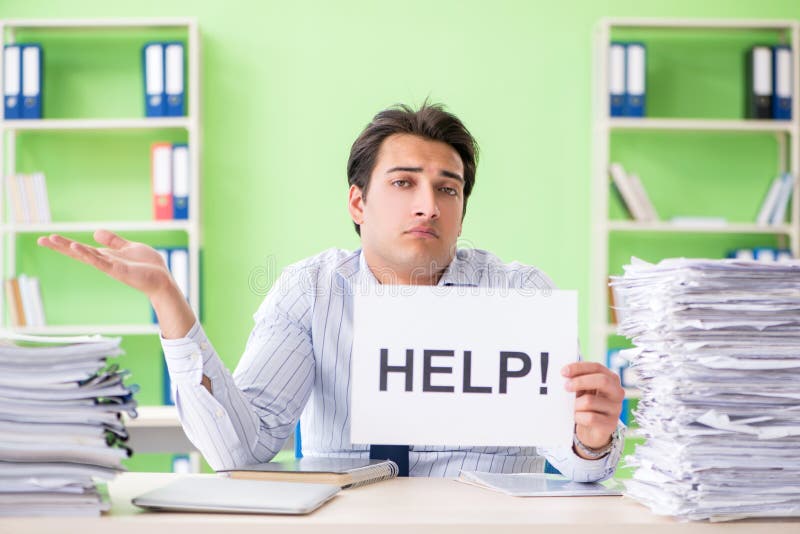 The Businessman Having Problems with Paperwork and Workload Stock Photo ...