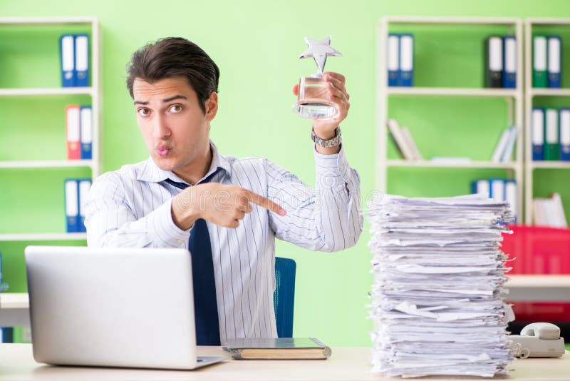 The Businessman Having Problems with Paperwork and Workload Stock Image ...