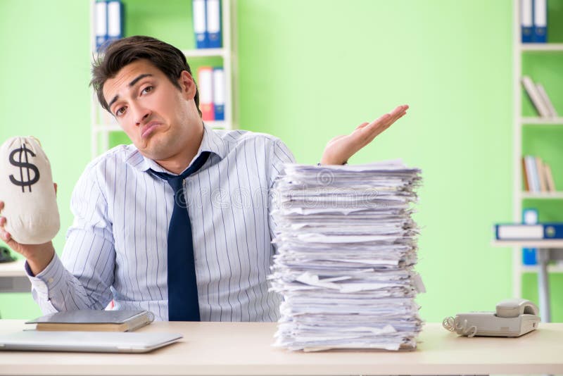 The Businessman Having Problems with Paperwork and Workload Stock Image ...