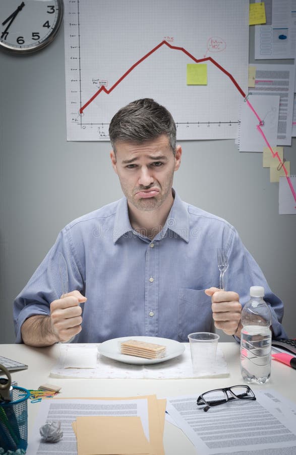Businessman Having a Sad Lunch Stock Photo - Image of advisor, crackers ...